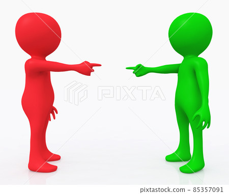Two 3D figures point to each other - Stock Illustration [85357091] - PIXTA
