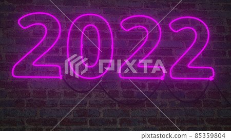 2022 sign made with glowing neon light tubes.... - Stock Illustration ...