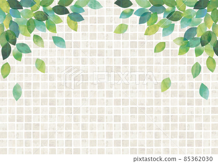 清爽的白色瓷磚和陰影葉水彩背景-插圖素材 [85362030] - PIXTA圖庫