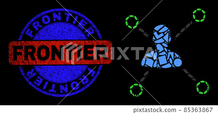Bicolor Grunge Frontier Stamp And Geometric... - Stock Illustration ...