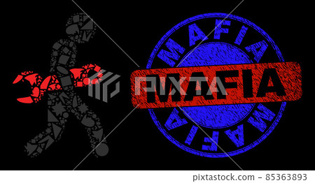 Bicolor Textured Mafia Seal And Geometric... - Stock Illustration ...