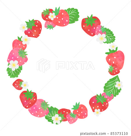 Hand-painted watercolor style strawberry round... - Stock Illustration ...
