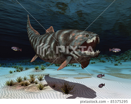Prehistoric fish Dunkleosteus on the hunt - Stock Illustration ...