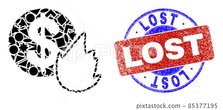Bicolor Textured Lost Stamp Seal And Geometric... - Stock Illustration ...