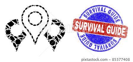 Bicolor Textured Survival Guide Stamp and... - Stock Illustration ...