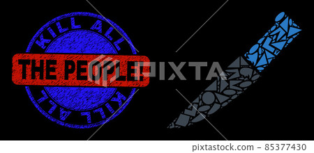 Bicolor Grunge Kill All the People! Stamp Seal... - Stock Illustration ...