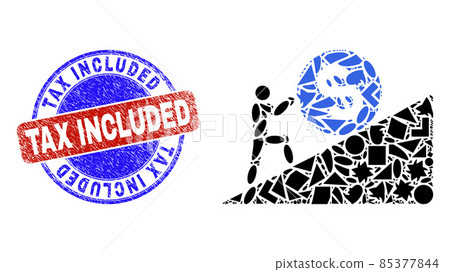 Bicolor Textured Tax Included Stamp Seal and... - Stock Illustration ...