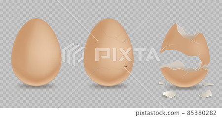 Cracked egg. Cartoon 3d realistic chicken... - Stock Illustration [85380282] - PIXTA