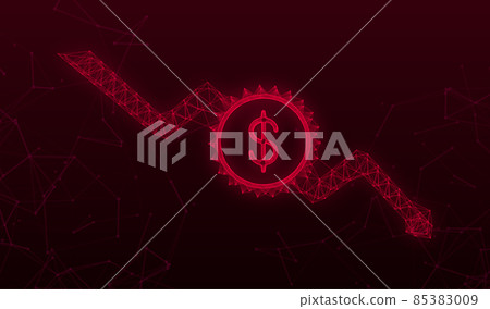 Money loss sign in hands. Cash with down arrow... - Stock Illustration ...