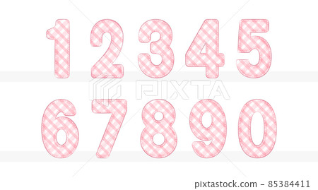 Pink Plaid Number 1 to 0 set illustration - Stock Illustration ...