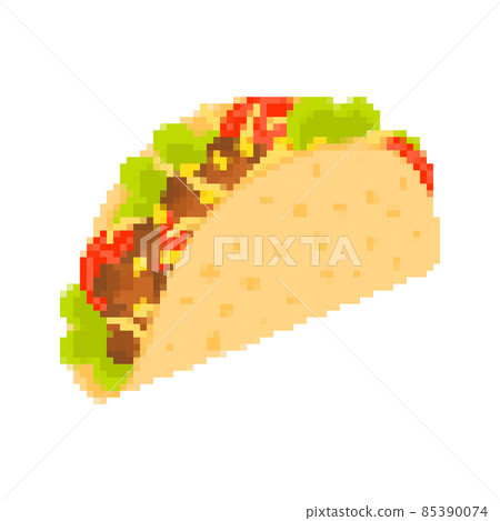 Tacos pixel art isolated on white background....-插圖素材 [85390074] - PIXTA圖庫