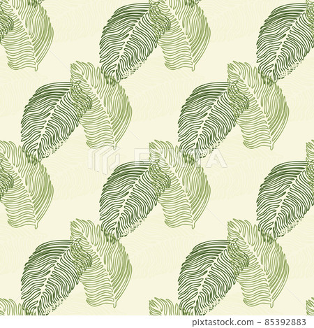 Modern palm leaf seamless pattern with hand... - Stock Illustration ...