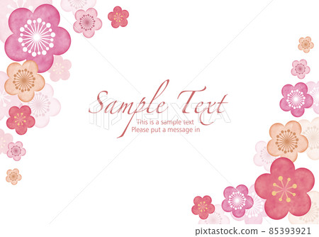 Plum blossom corner frame material (horizontal) - Stock Illustration ...