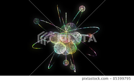 Atomic Structure of Particle on Black Background - Stock Illustration ...