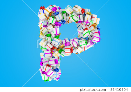 Letter P from gift boxes, 3D rendering - Stock Illustration [85410504 ...