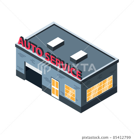 Auto Service Building Composition - Stock Illustration [85412799] - PIXTA