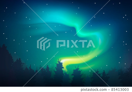 Aurora Realistic Night Background - Stock Illustration [85413003] - PIXTA