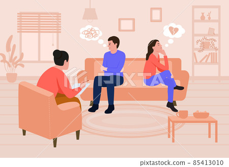 Divorce Couple Flat Composition - Stock Illustration [85413010] - PIXTA
