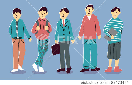Illustrations of 5 men of various styles - Stock Illustration [85423455 ...