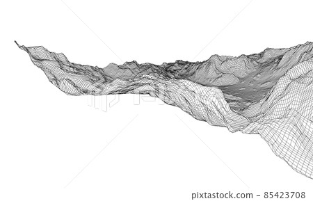 Abstract 3d wire-frame landscape. Blueprint style - Stock Illustration ...