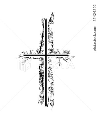Cross made of tree branches. Vector illustration - Stock Illustration ...