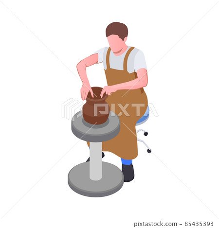 Pot Maker Isometric Composition - Stock Illustration [85435393] - PIXTA