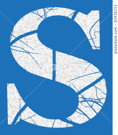 Grey distressed cracked letter.Vector lettering. - Stock Illustration ...