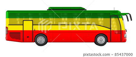 Bus with Rastafarian flag. 3D rendering - Stock Illustration [85437000 ...