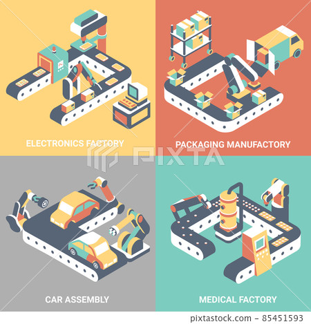 Factory automation concept vector flat... - Stock Illustration ...