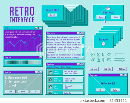 Retro interface elements. Vintage pc window,... - Stock Illustration ...