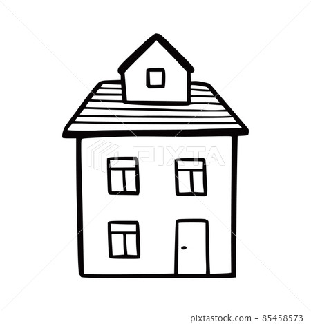 Hand drawn cute house. Doodle - Stock Illustration [85458573] - PIXTA