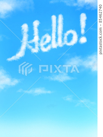 Blue sky with Hello's message drawn in clouds - Stock Illustration ...