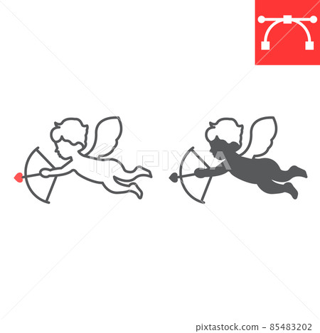 Cupid line and glyph icon, valentines day and... - Stock Illustration ...