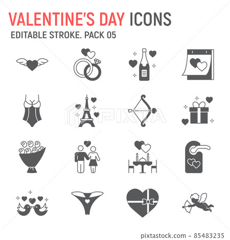Valentines day glyph icon set, love collection,... - Stock Illustration ...