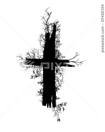 Cross made of tree branches. Vector illustration - Stock Illustration ...