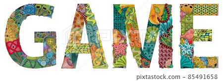 Word GAME. Vector zentangle object for decoration - Stock Illustration ...