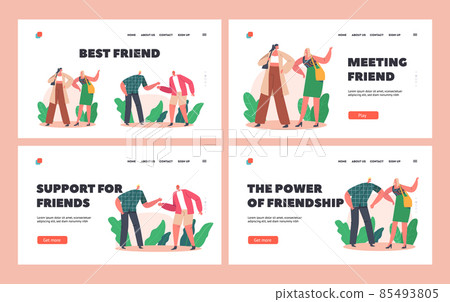 Best Friend Landing Page Template Set. Men and... - Stock Illustration ...
