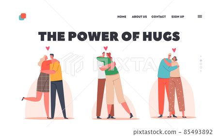 the Power of Hugs Landing Page Template. Loving... - Stock Illustration ...
