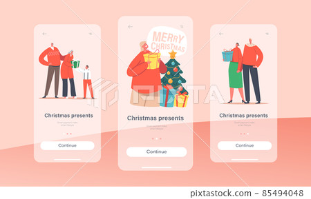 Christmas Presents Mobile App Page Onboard... - Stock Illustration ...