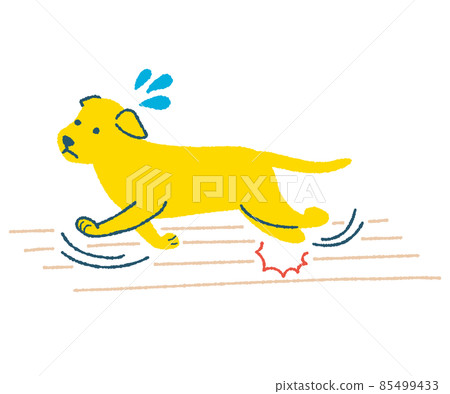 Dog slipping on the floor - Stock Illustration [85499433] - PIXTA