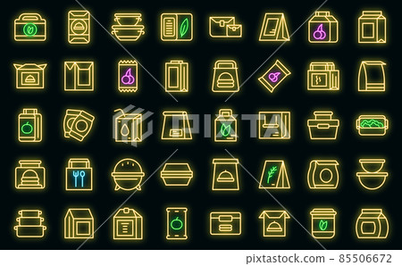 Snack pack icons set vector neon-插圖素材 [85506672] - PIXTA圖庫