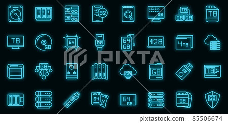 Gigabyte icons set vector neon - Stock Illustration [85506674] - PIXTA