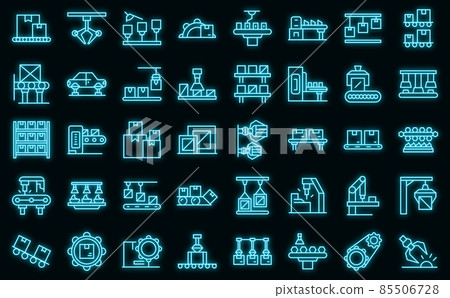 Serial production icons set vector neon - Stock Illustration [85506728 ...