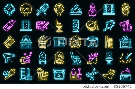 Beauty parlor icons set vector neon - Stock Illustration [85506742] - PIXTA