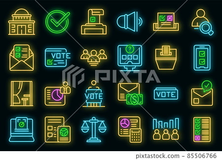 Polling booth icons set vector neon - Stock Illustration [85506766] - PIXTA