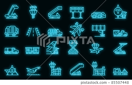 Airport ground support service icons set vector...-插圖素材 [85507448 ...