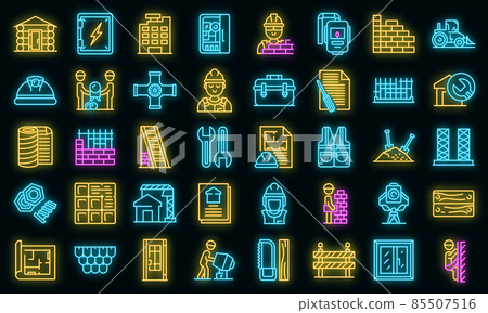 Builder icons set vector neon - Stock Illustration [85507516] - PIXTA