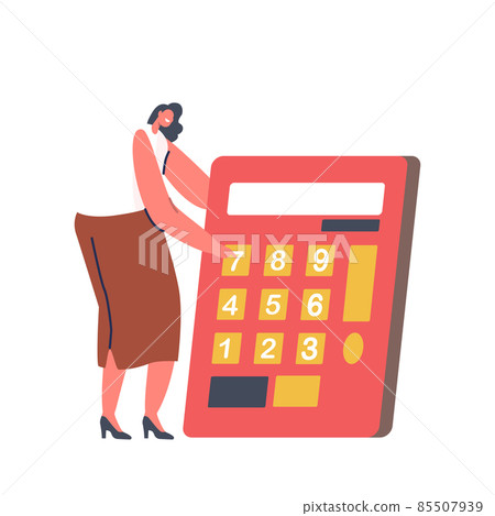 Business Character Holding Huge Calculator in... - Stock Illustration ...
