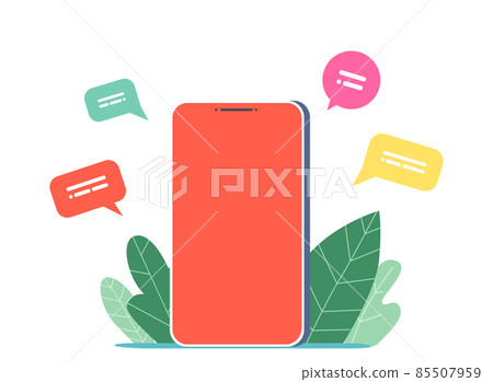 Smartphone with Speech Bubble Messages on... - Stock Illustration ...