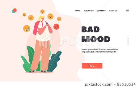 Bad Mood Landing Page Template. Cyber Bullying,... - Stock Illustration ...